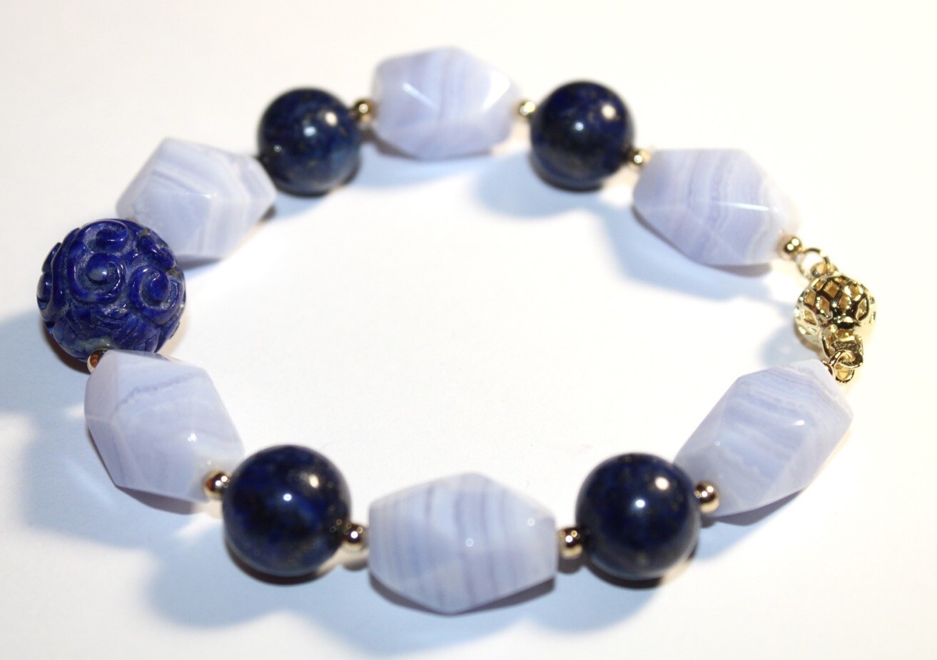 Lapis Lazuli And Blue Lace Agate Carved Bracelet Jewelry Lot | eBay