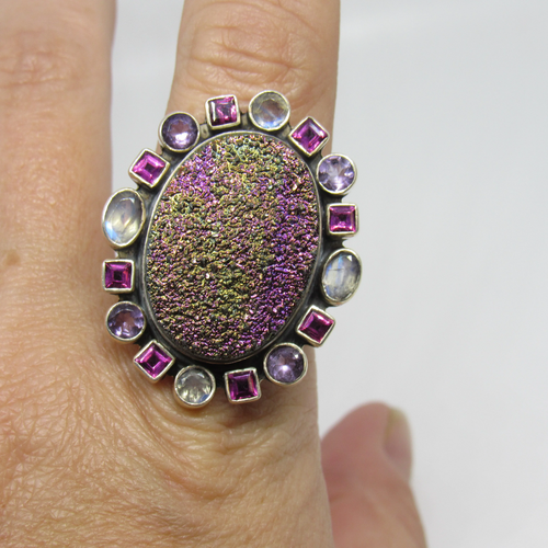 Nicky Butler Sterling Silver 925 Druzy Quartz Multi Gemstone Ring - Sz ...