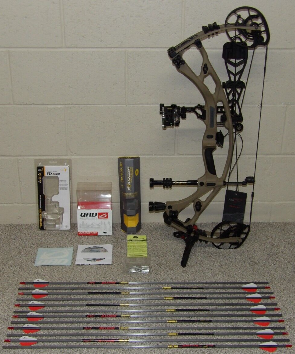 NEW Loaded Hoyt Carbon RX-7 Bow Package- Buckskin RedWrx RX7-60 lb, 25 ...