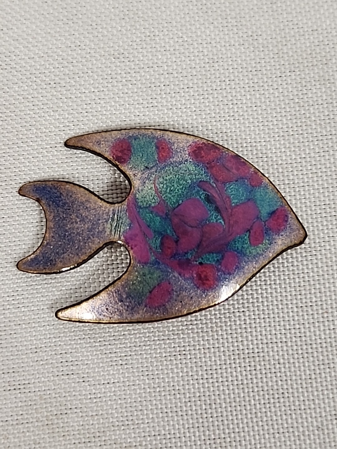 Vintage Signed MCM Enamel on Copper FISH Pin Inga Carlson 1950's 1.5" X ...
