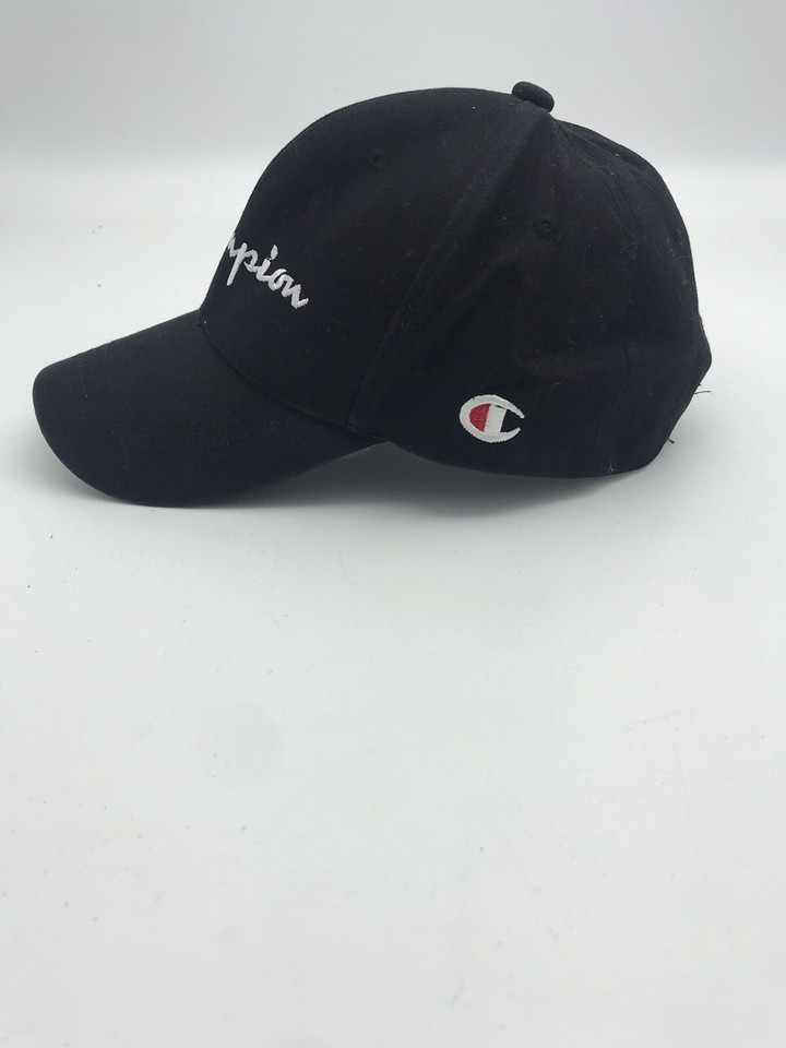 Champion Adjustable Men's Hat / Cap Strapback Black Relaxed Raised Logo ...