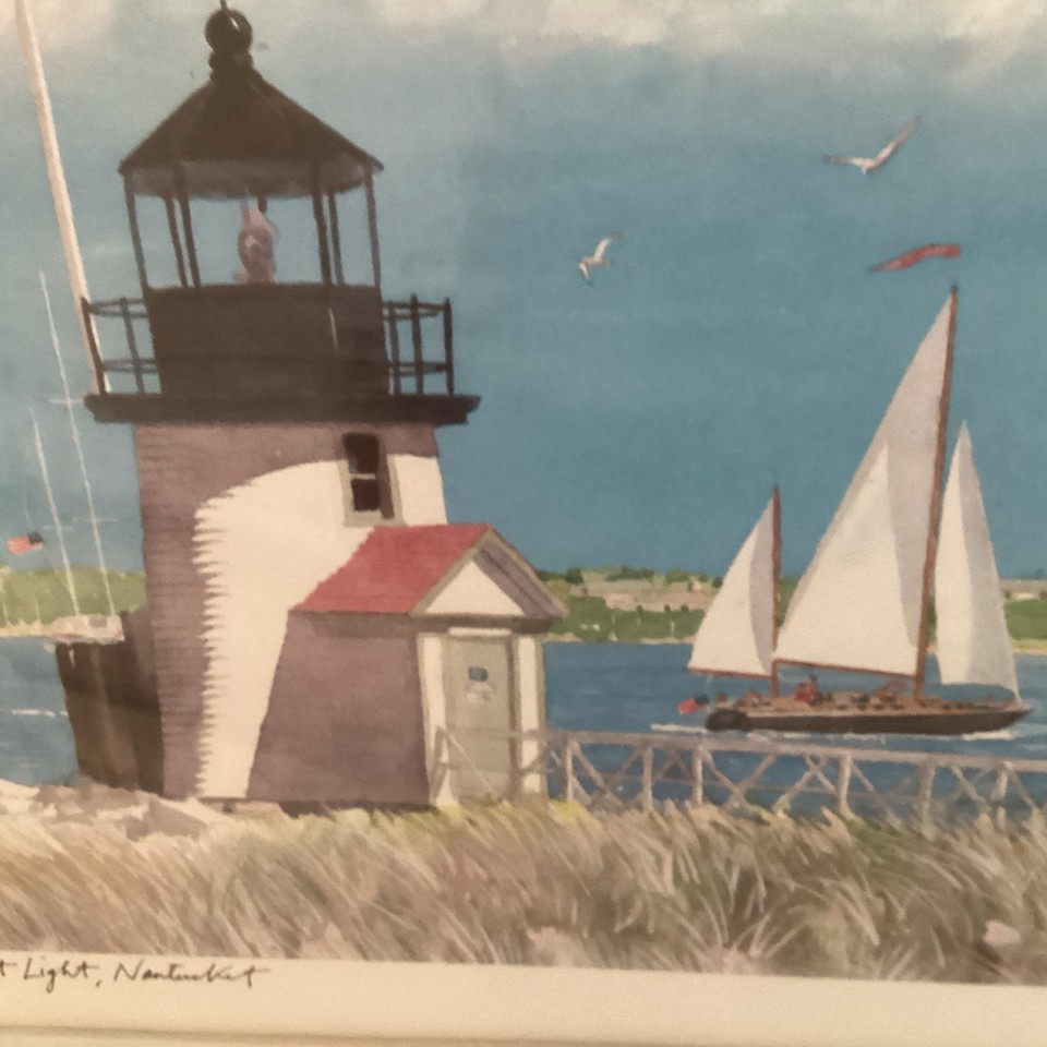 Robert E Kennedy Watercolor Print Brant Point Light Nantucket | eBay