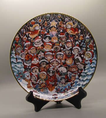Franklin Mint Plate Santa Claws Christmas Cat 8" Plate Bill Bell ...