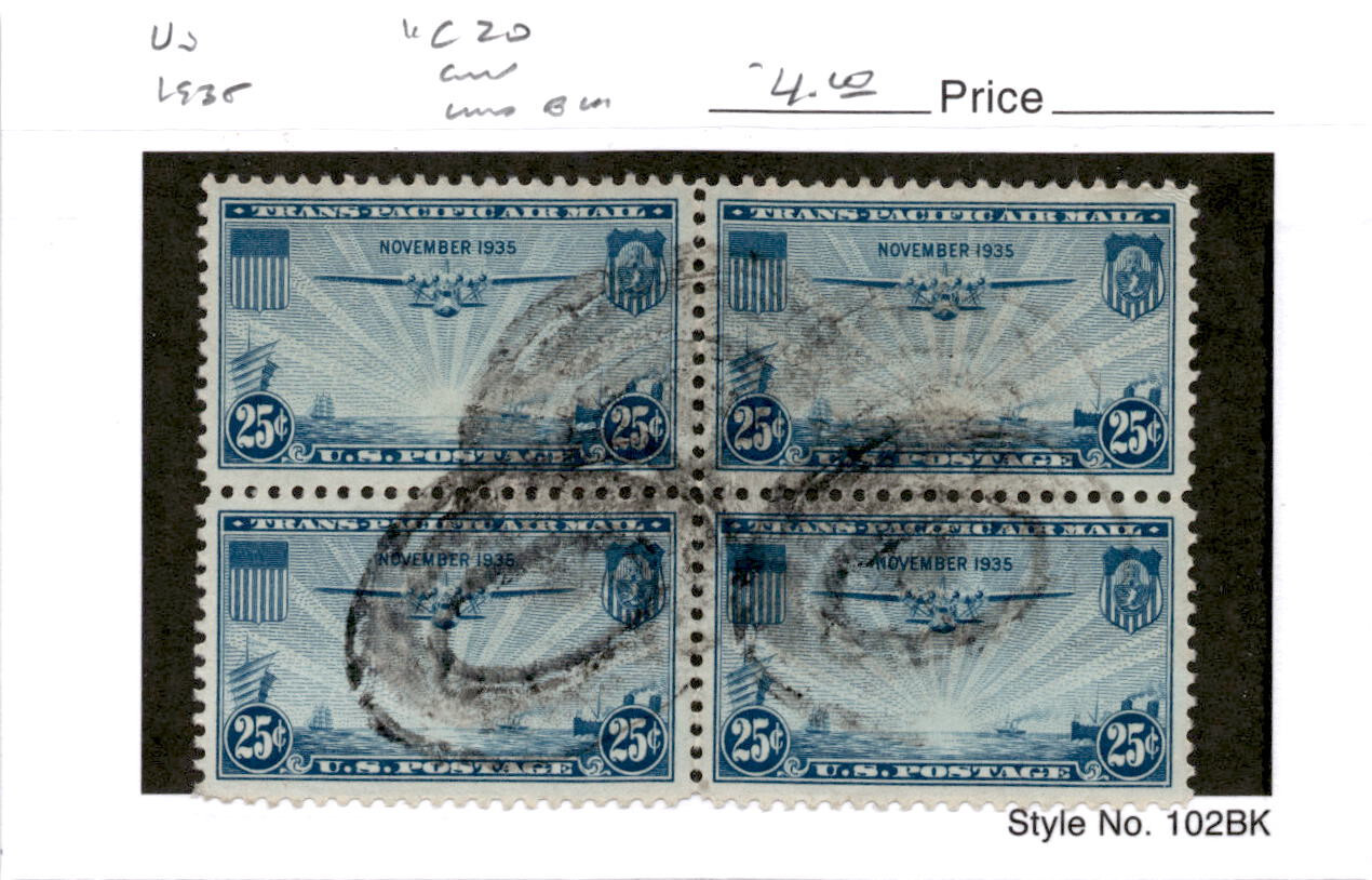 United States Postage Stamp, #C20 Used Block, 1935 China Clipper (AQ ...