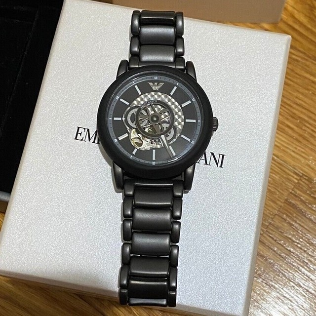 Emporio Armani Black Gunmetal Stainless Automatic Men's Watch Luigi ...
