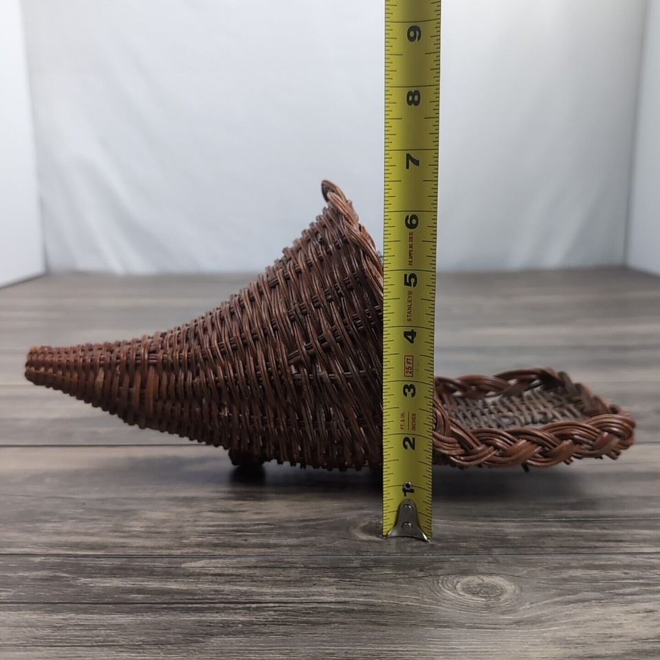 13" Wicker Harvest Centerpiece Cornucopia Footed Braided Trim Hanging ...