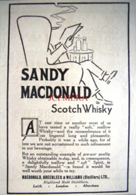 'SANDY MACDONALD' Scotch Whisky ADVERT - Small 1923 Print | eBay