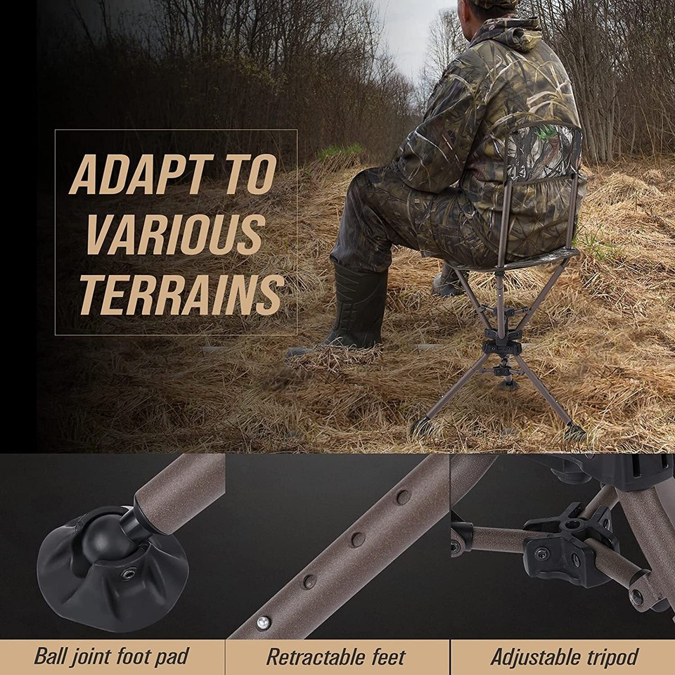 360° Folding Swivel Hunting Chair Blind Chair Stool Tripod For Fishing ...
