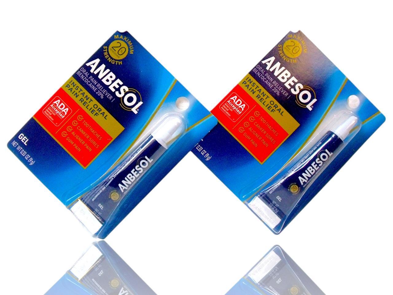 2-Pack, ANBESOL Maximum Strength Instant Oral Pain Reliever Gel 0.33oz ...
