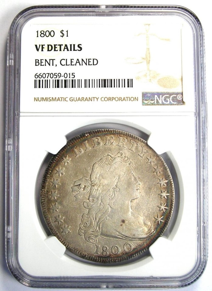 1800 Draped Bust Silver Dollar $1 Coin - Certified NGC VF Detail - Rare ...