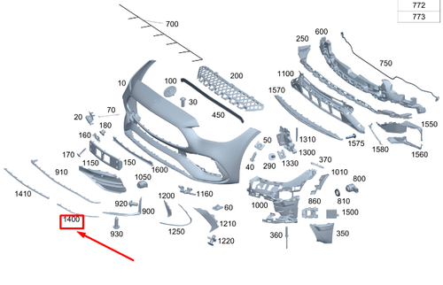 New MERCEDES-BENZ C W206 Front RH Lower Bumper Trim Molding A2068854202 ...