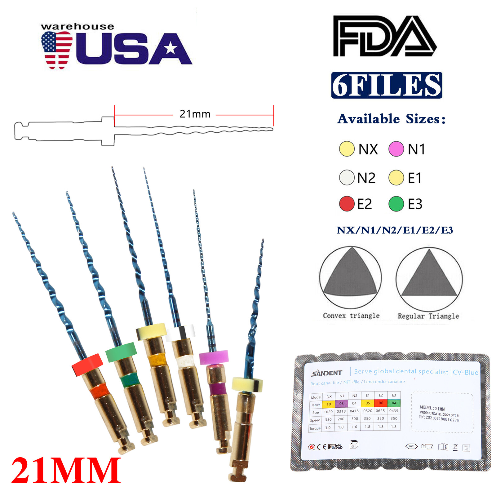 6Pcs/Pack Dental Endo Rotary Files X-Pro Taper NITI Root Canal Files ...