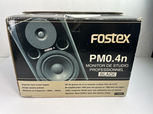 Pair of Fostex PM0.4n Monitor 3" Speakers For Studio Black w/ Power ...