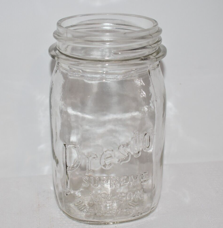 Vintage Presto Supreme Clear Mason Duraglas Jar Owens Glass Company ...