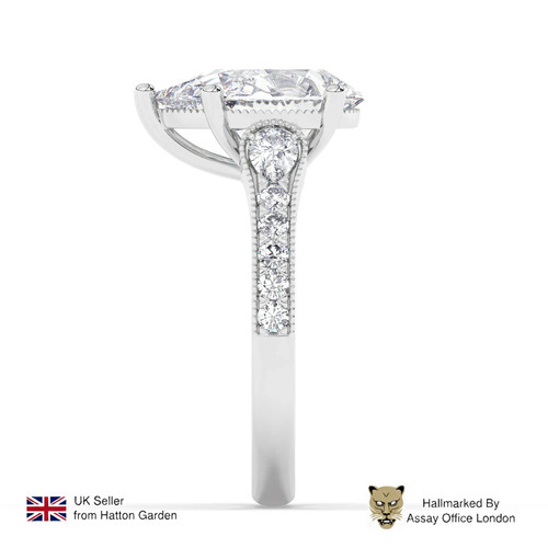Pear Diamond Engagement Ring 14k White Gold Labgrown 3.55 Ct Solitaire ...
