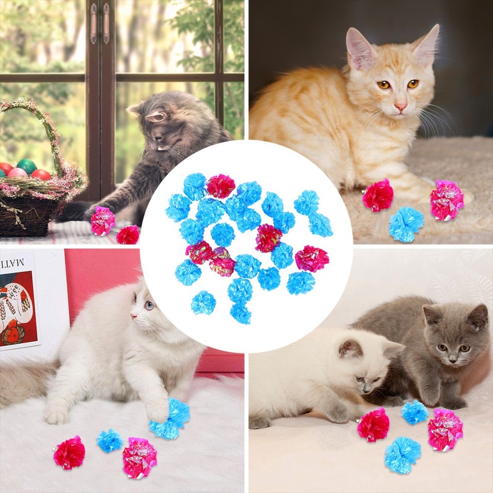25Pcs Colorful Paper Ball Cat Toy Ringing Paper Balls Exercise Toy for ...