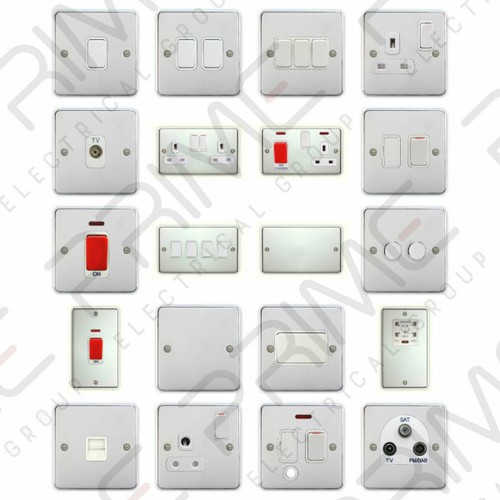 Deta Decorative Polished Chrome Switches & Sockets White Inserts ...