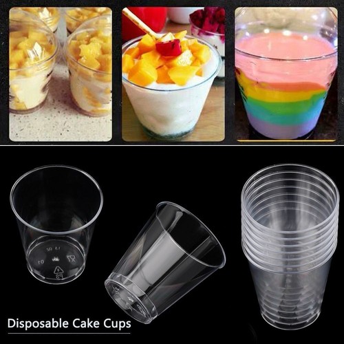 Disposable Dessert Cups Round Plastic Transparent Cupcake Reusable ...