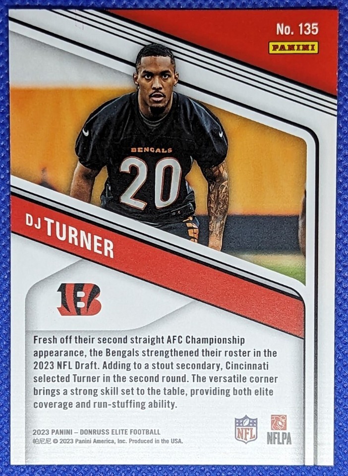 2023 Panini Donruss Elite DJ TURNER RC #135 Green Disco Cincinnati ...