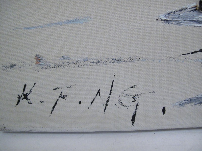 K.F. NG, KEE FUNG CALIFORNIA MODERN VINTAGE OIL EXPRESSIONIST ABSTRACT ...