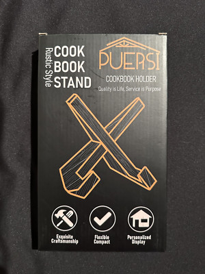 Puresi Rustic Style Wooden Cook Book Stand Cookbook Holder Plate ...