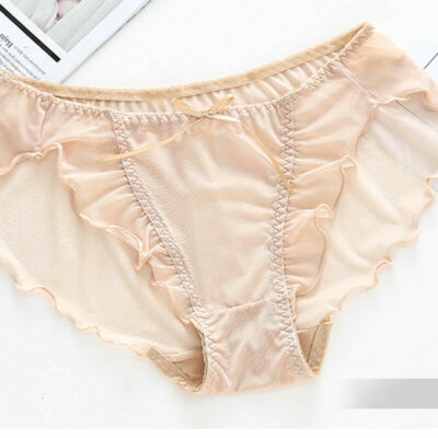 4x Women Mesh Briefs Sheer Ruffles Sexy Panties Lingerie Underwear Gift ...