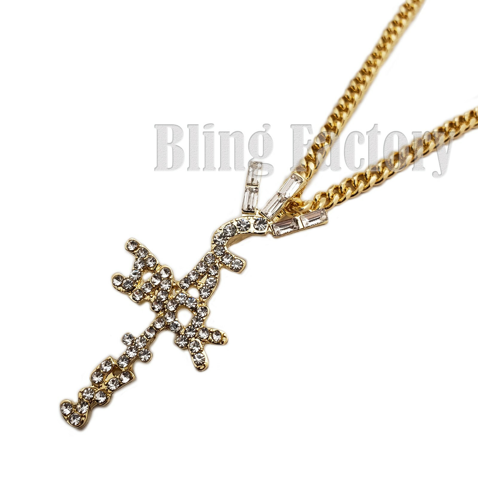 Hip Hop Travis Scott Cactus Jack Cross Pendant 18" 20" 24" Cuban Chain ...