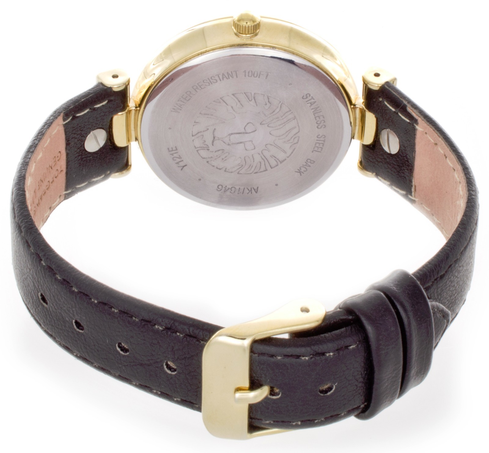 Anne Klein Women's Gold Tone Brown Leather Band Watch Ak/1646 Y121e for ...