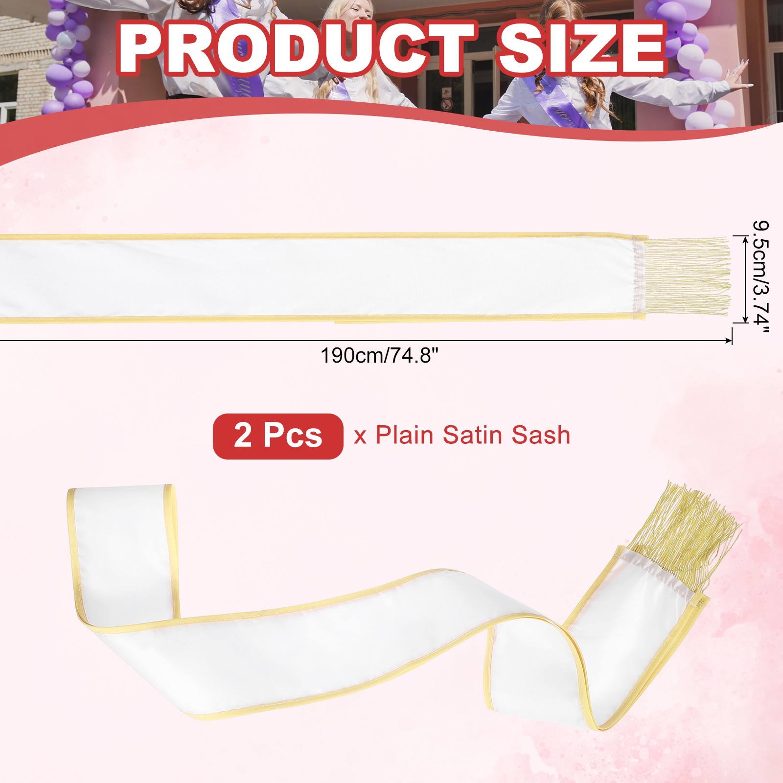 Satin Sash with Tassels, Blank Sash Pageant Ribbon for Wedding 2 Pack ...