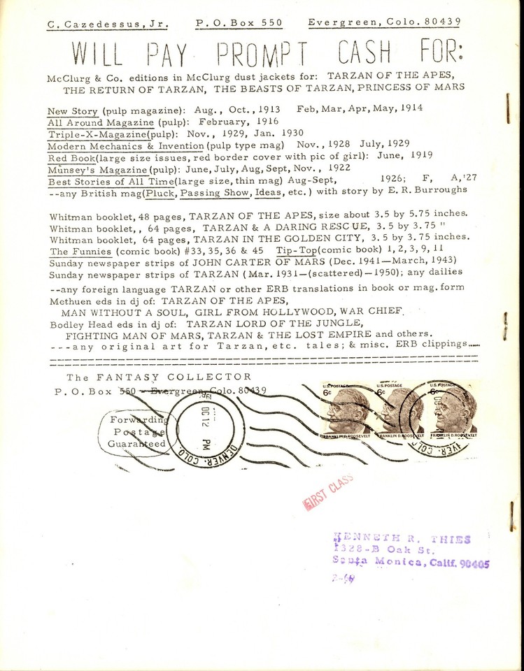 Fantasy Collector Fanzine #120 VG 1968 Low Grade | eBay