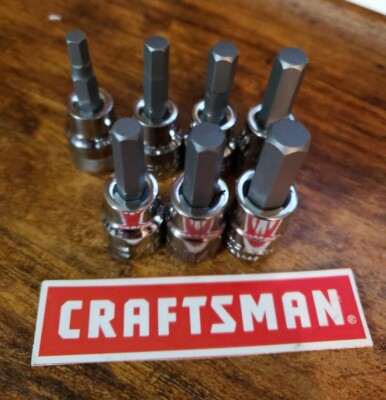 CRAFTSMAN 7pc 3/8 SAE METRIC Hex Allen key bit ratchet wrench socket ...