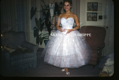 1958 Woman Prom Dress Double Exposure Prom Date Red Border Original ...
