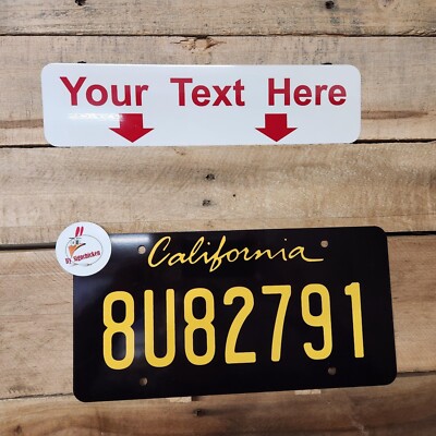 California Black CUSTOM TEXT, Personalized vanity License Plate AUTO ...