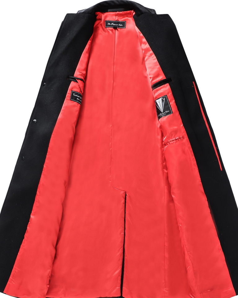 Mens Black Wool Long Covert Overcoat Warm Winter Mod Cashmere Coat ...