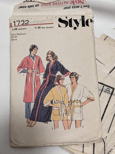 Vintage Style Sewing Pattern 1722 1977 Mens Robe Size 38-40 | eBay ...