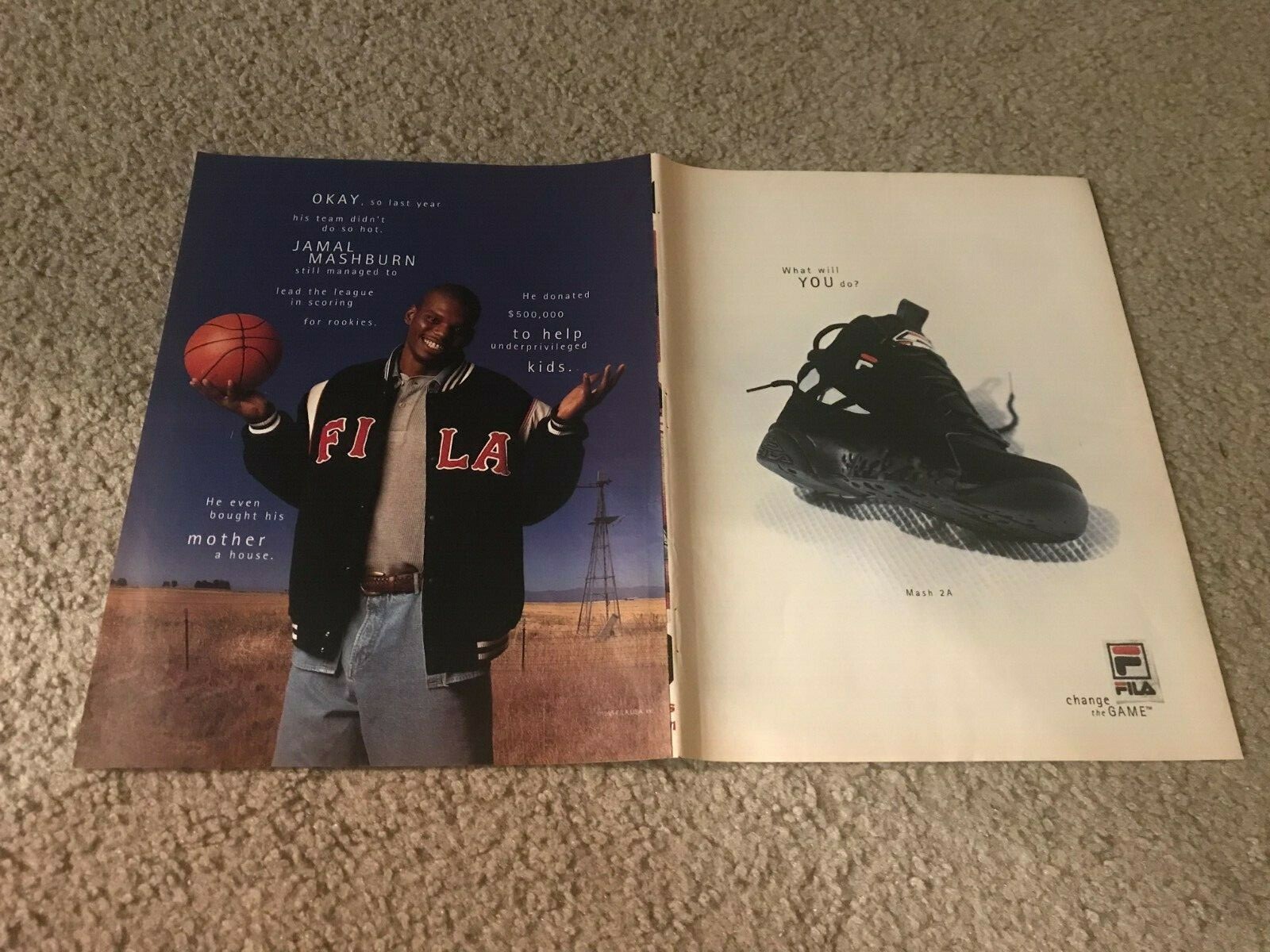 Vintage 1994 FILA JAMAL MASHBURN MASH 2A Basketball Shoes Poster Print ...