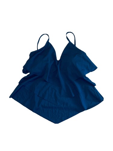 New Just Fab Tankini Swim Top Women's XL Ruffled Layered Navy Blue MSRP ...
