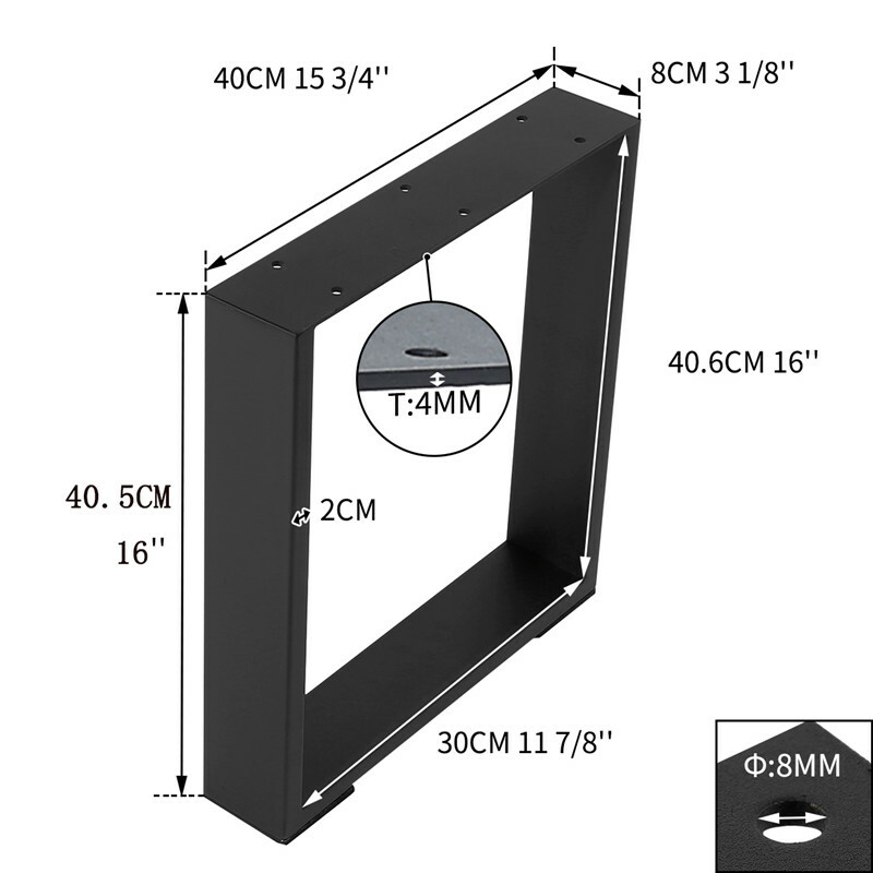 16'' DIY Modern Square Dinner & Coffee Table Legs Metal Iron Bench ...