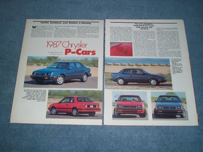 1987 Dodge Shadow and Plymouth Sundance Vintage Info Article "Chrysler ...