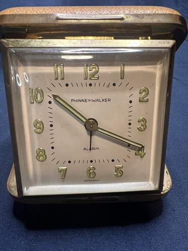 Germany Phinney-Walker Travel Alarm Clock Vintage 1960’s Brown Case ...