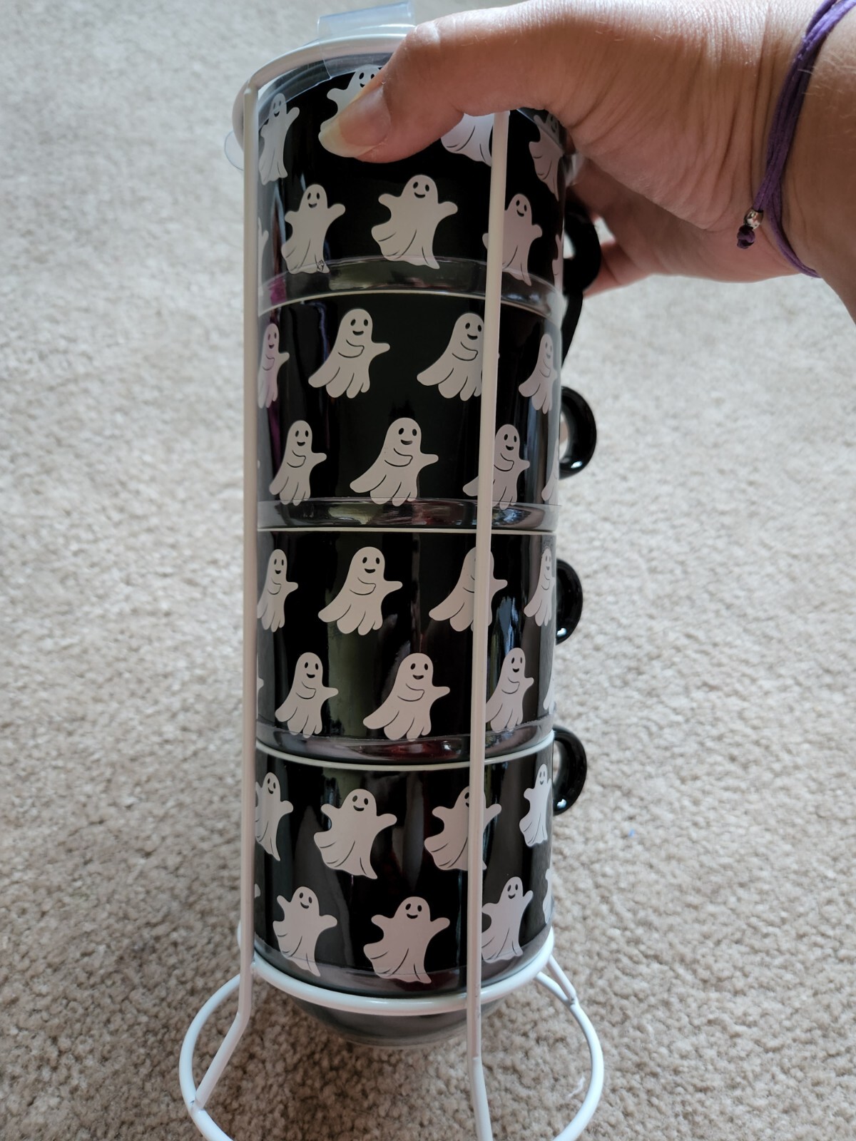 Goblin And Ghoul Halloween Ghost Mugs Set Stackable With Holder NWT | eBay