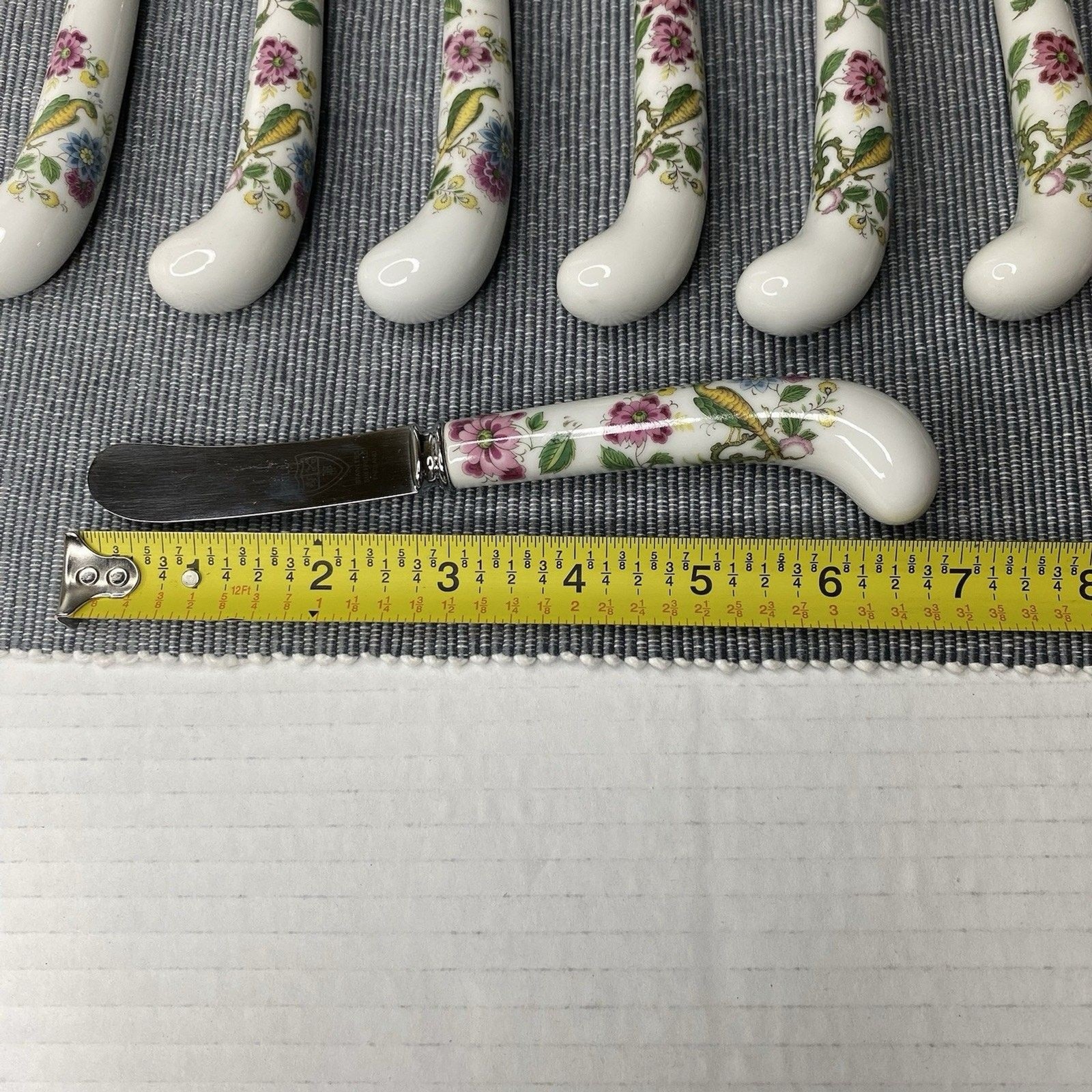 Prill Sheffield England 11 Piece Stainless Serving Set Floral Porcelain ...