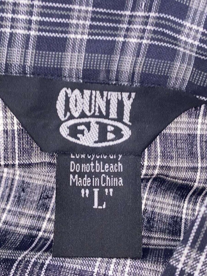 FB COUNTY Long Sleeve Shirt, Size L, Polyester, Multicolor Check | eBay UK