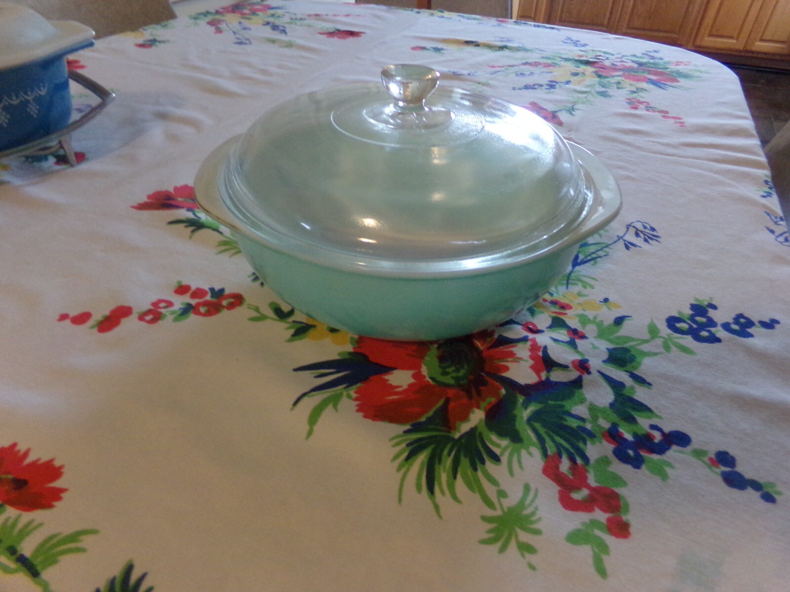 VINTAGE 2 QT PYREX TEAL BOWL W/ LID #024 NICE | eBay