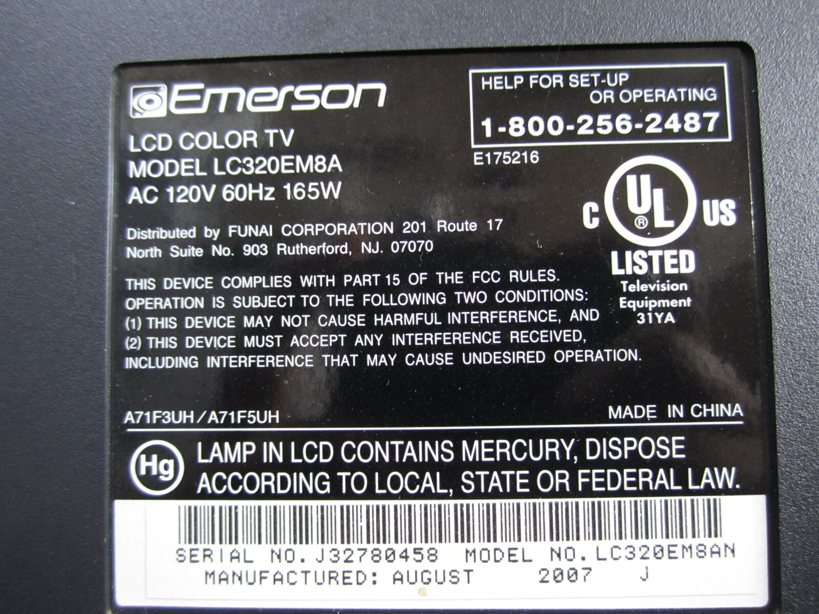 Emerson Model LC320EM8A Power Switch | eBay