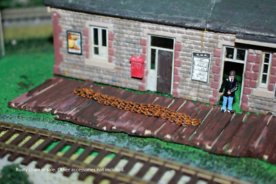 RUSTY STEEL CHAIN 1ft OO SCALE MODEL RAILWAY Loco Coupling Links or ...