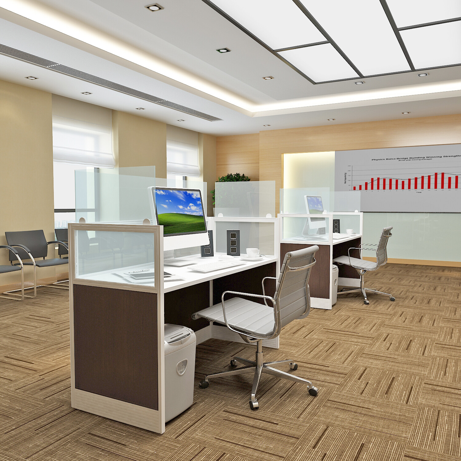5x2 Cubicles- 63″ H- 1 MAN U Shape Glazed Office Workstations-MV | eBay