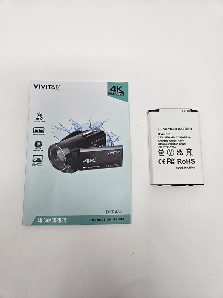 Vivitar 4K ULTRA HD Camcorder Black 3" LCD 18X Zoom 56MP Waterproof New ...