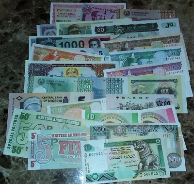 MIXED LOT 30 DIFFERENT WORLD PAPER MONEY BANKNOTES CURRENCY FOREIGN CIR ...