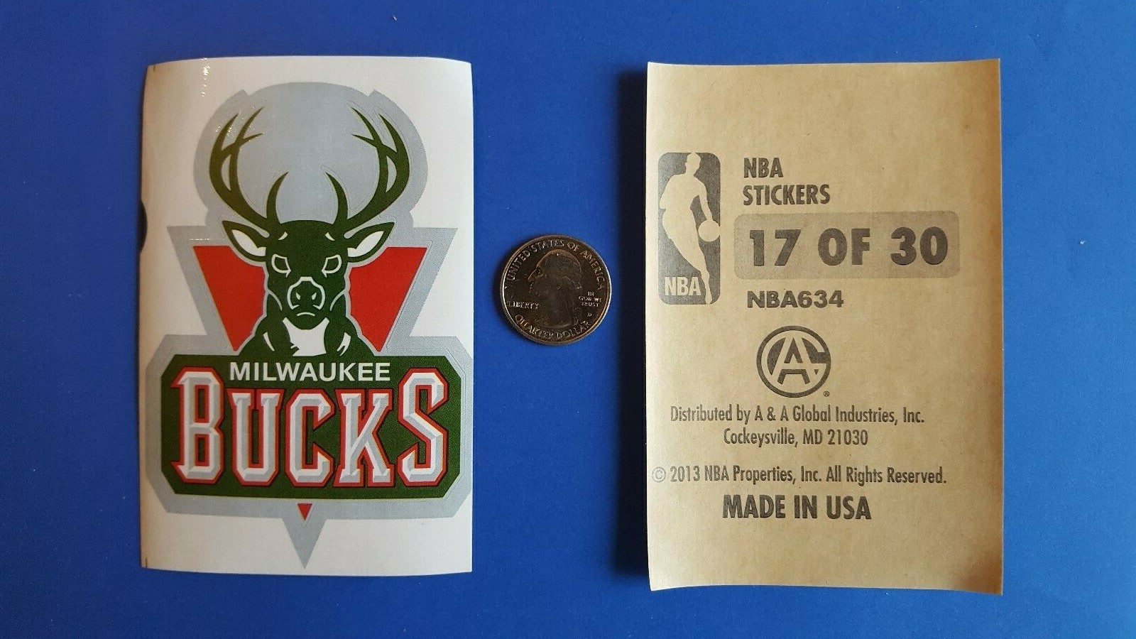 LOT OF 2 NBA LICENSED MILWAUKEE BUCKS STICKERS 4.5" X 3" 99 CENT ...